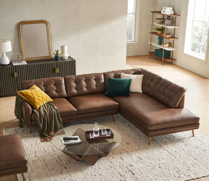 Cocoa Luxe Premium L-Shaped Leatherette Corner Sofa – Sectional In ...