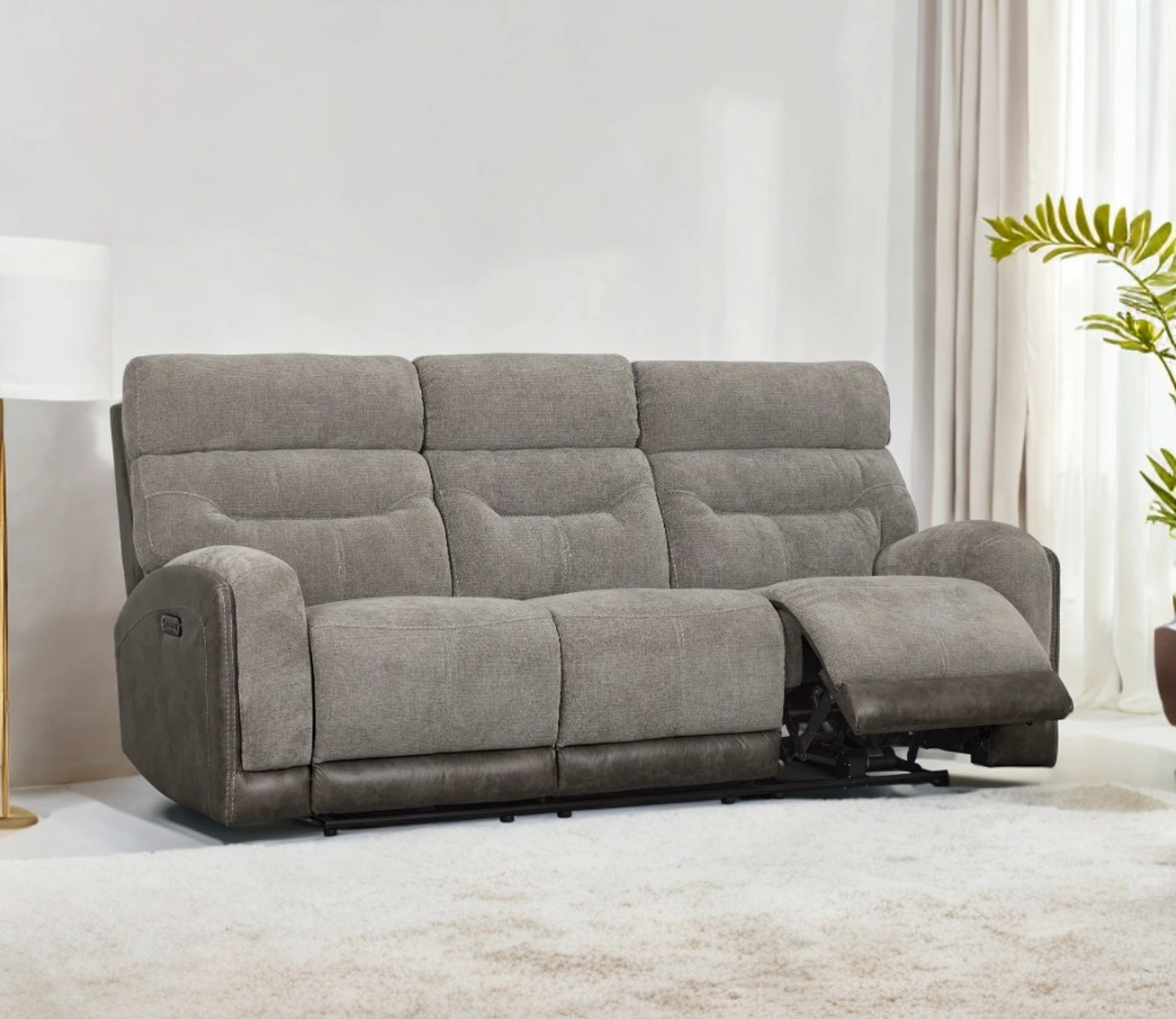 Elegant Comfort Fabric 3 Recliner Sofa / Chair Grey